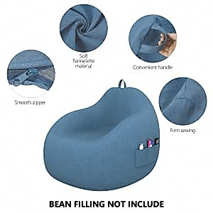 Lazy Sofa Bean Bag Cover Only, 3 Sizes Sofa Chair Cover for Adults Teens Sofa Breathable Lazy Sofa Bed Cover Decorative Tear-Resistance Sofa Chair Cover for Living Room (Royal Blue, 100x120cm)