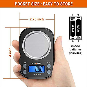 AccuWeight Gram Scale with 1000g/0.1g High Precision Mini Coffee Scale for Weed Jewelry Scale with 6 Units, Tare, Calibration PCS Function and Backlit