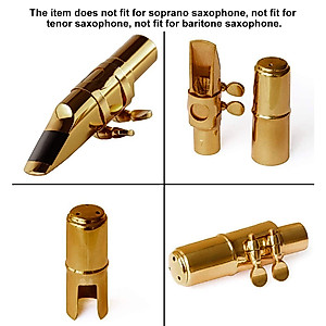 Alto Sax Saxophone Mouthpiece w/Cap & Ligatures, Brass Metal Eb Alto Sax Mouthpieces for Saxophone Professionals and Beginners (Gold - 5C)