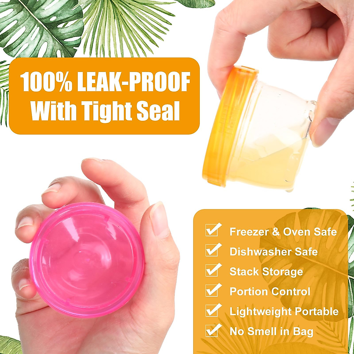 Mumufy 54 Pcs Reusable Salad Dressing Container 1.35 oz Small Sauce Condiment Containers with Lids Leakproof Condiment Cups Plastic Food Container Sets for Lunch Baby Food Storage