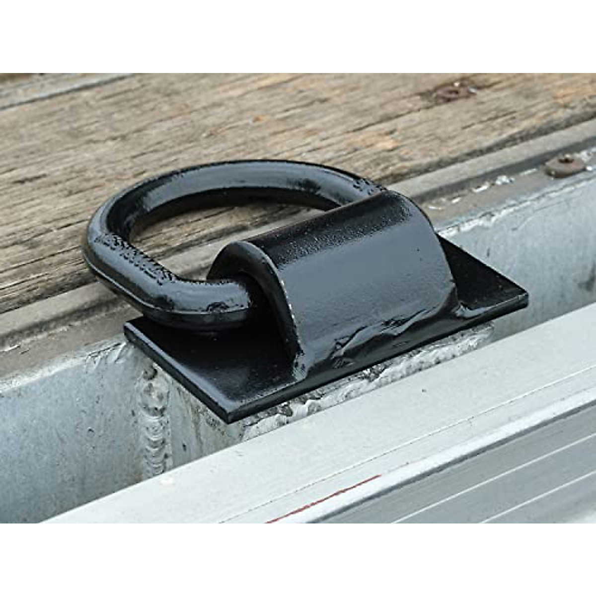 Mytee Products (4 Pack) Heavy Duty Adjustable Trailer Stake Pocket -Small 5/8 Inch Forged D Ring Black Powder Coated w/ 1/2" Hitch Pin, Load Limit 5400 lbs; 2 Adjustable Holes | Stake Pocket D-Ring