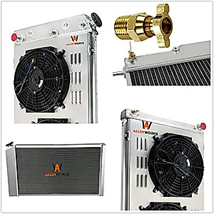 ALLOYWORKS CC161 4 Row All Aluminum Radiator for 1968-1980 Chevy Suburban K5 Blazer El Camino Malibu Jimmy Camaro Caprice Crossflow Radiators Shroud Fan Thermostat Relay Kit AT MT 33" Overall Width