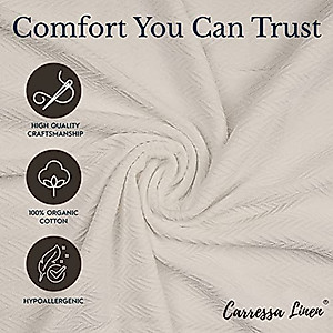 Carressa Linen Pure Cotton, Luxury King Size Sand Blanket Herringbone Pattern, Lightweight, Soft & Cozy Premium Fall Throw Blanket for All Seasons, 350GSM & 106X92 with Free Cotton Pouch