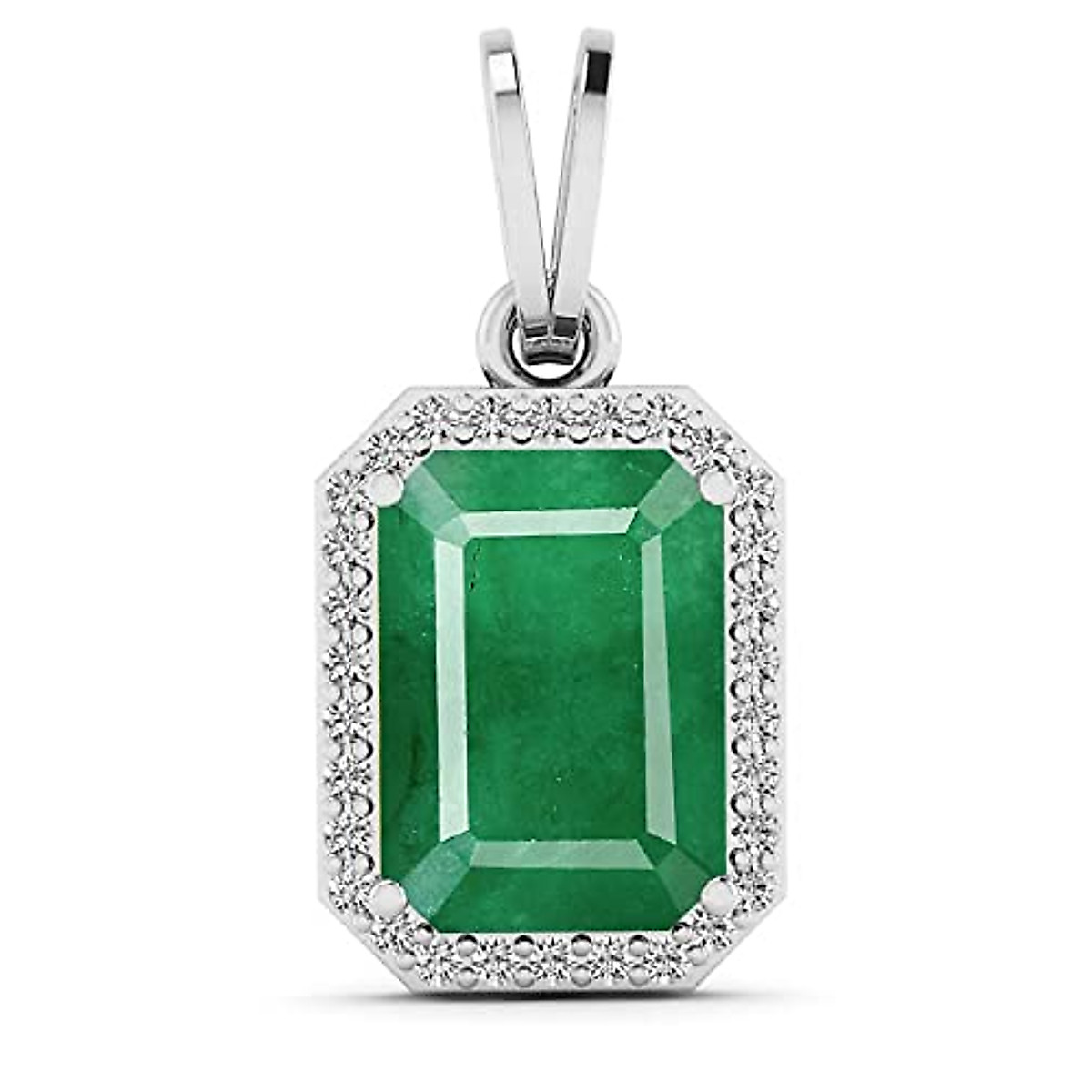 LMDPRAJAPATIS Natural Lab Certified original 7.50 Carat Colombian Emerald Panna Jwelery beautiful Pendant for 925 Sterling Silver Gift Her Everywear pendant