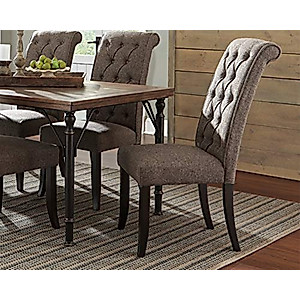 Signature Design by Ashley Tripton Classic Tufted Upholstered Armless Dining Chair, 2 Count, Brownish Gray