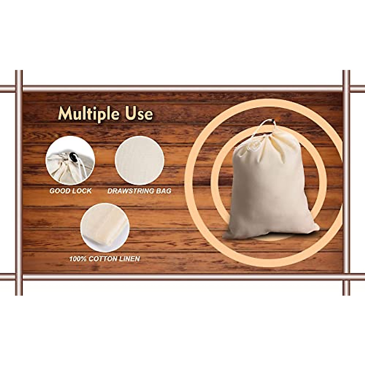 Cotton Bag Drawstring - 6 Pack, Canvas Bags 18'' X 18'' inch - Machine Washable Cotton Fabric - Storage Sack for Dirty Clothes, Basket Liner, Hamper Bag, Liner Replacement, delicates, Sleeping Bag, Reusable Travel Dorm and Basket Closure