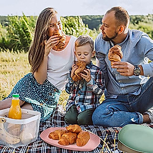 4Pcs Wheat Straw Plates and Bowls Sets - 11 Inch Dishwasher Safe Plates Microwave Safe Plastic Dinnerware Set - Unbreakable Dishes Wheat Straw Utensils - Kids Dinnerware Storage Set Reusable Plates