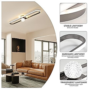 Qcyuui Kitchen Lighting Fixtures Modern LED Ceiling Light with Remote,Dimmable Acrylic Linear Ceiling Lamp for Hallway Dining Room Closet 39.4in Semi Flush Mount Wraparound Shape(48W/Crystal Ball)