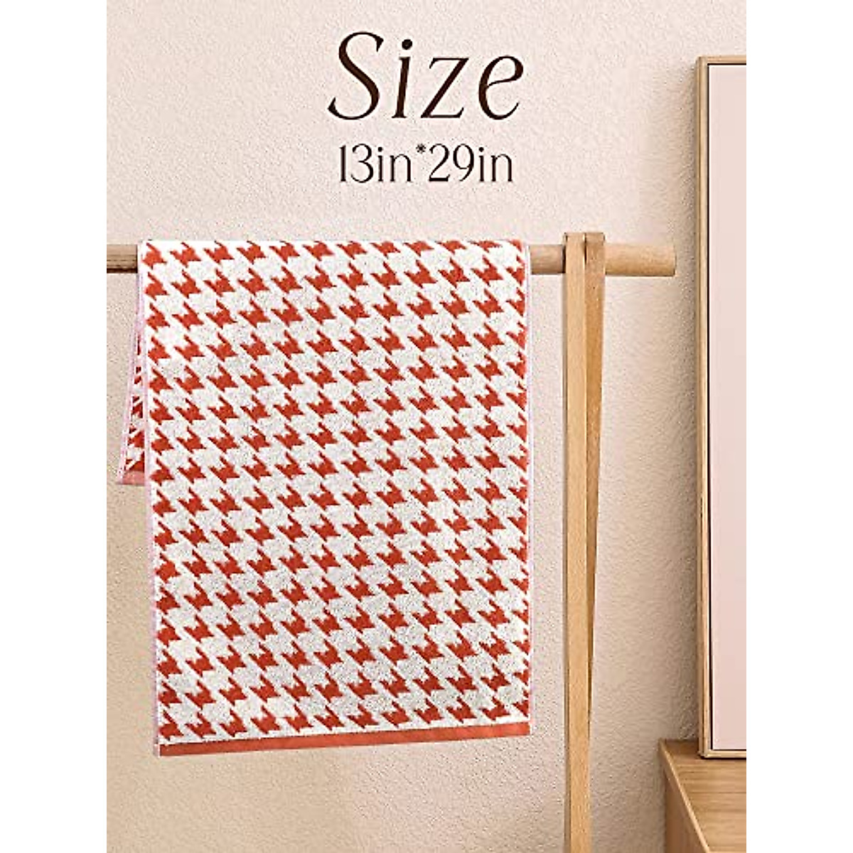 Bathroom Hand Towels 29” x 13”, Ultra Soft Hand Towel Set Houndstooth Pattern, 4 Pack Face Towels for Daily Use, Orange Yellow Green Lilac