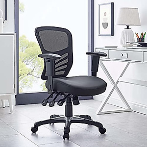 Modway Articulate Mesh Office Chair with Fully Adjustable Vegan Leather Seat In Black