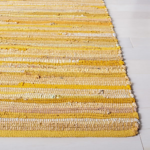 SAFAVIEH Rag Rug Collection Accent Rug - 2'3" x 5', Yellow & Multi, Handmade Boho Stripe Cotton, Ideal for High Traffic Areas in Entryway, Living Room, Bedroom (RAR130H)