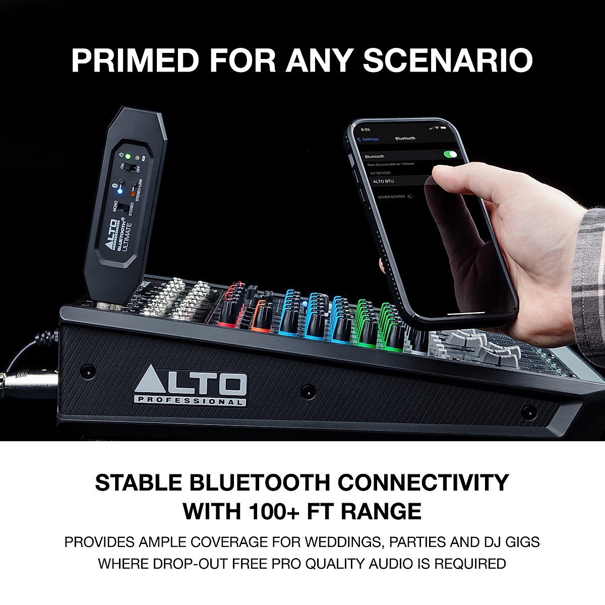 Alto Professional Bluetooth Ultimate - XLR Equipped Rechargeable Stereo Bluetooth Receiver For Mixing Desk / Audio Mixer Setups and Active PA systems