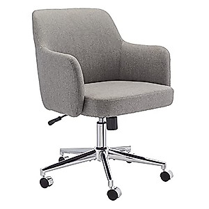 Amazon Basics Upholstered Home Office 360 Degree Swivel Rolling Desk Chair with Arms and Adjustable-Height - Light Gray, 25"D x 23.25"W x 36.25"H