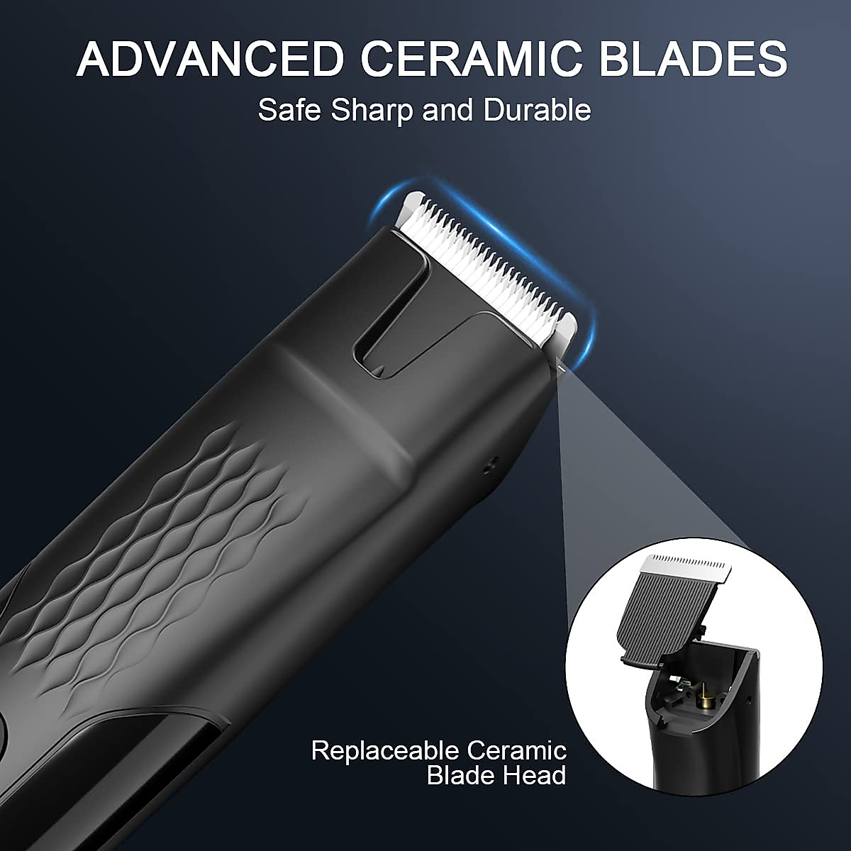 Groin Hair Trimmer for Men,Electric Ball Trimmer/Shaver with Led Light,Replaceable Ceramic Blade Heads,PX7 Waterproof Grooming Kit,1.5Hours Runtime