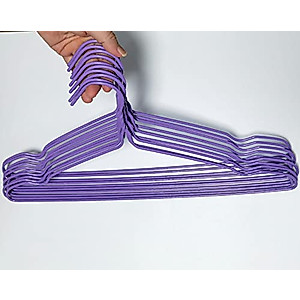 Decohomeforu 10 Pack Purple Wire Clothes Hangers, Heavy Duty Durable Coat Hangers, Lightweight Slim Space Saving Laundry Hangers, Non Slip Wardrobe Clothing Hangers, Suit Shirt Dress Trouser Hangers