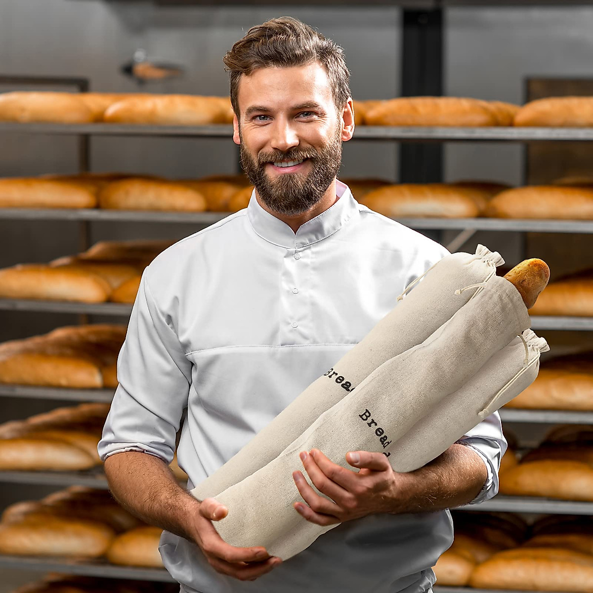 6 Pcs Linen Bread Bags Reusable Bread Bags for Homemade Bread Large Drawstring Artisan Bread Storage Bags Loaves Pastries Bags Homemade Food Storage Wedding Gift for Home Bakery, 12 x 15 In, 6 x 26 In