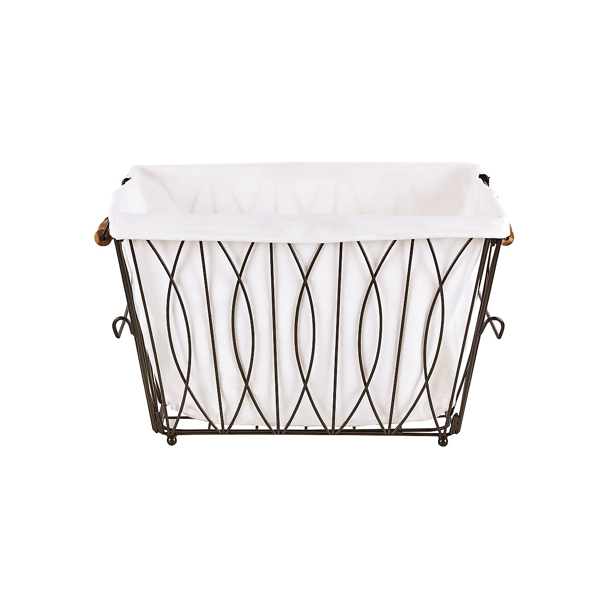 Artesa Verona Collapsible Metal Laundry Cart with Removable Basket & Canvas Bag, 20.5" L x 16.2" W x 13" H, Antique Black