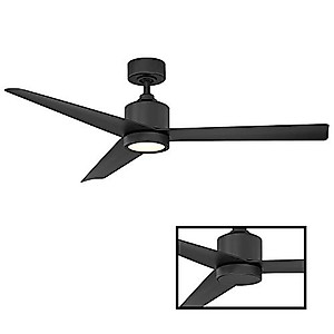 Lotus Smart Indoor and Outdoor 3-Blade Ceiling Fan 54in Matte Black with 3000K LED Light Kit and Remote Control works with Alexa, Google Assistant, Samsung Things, and iOS or Android App