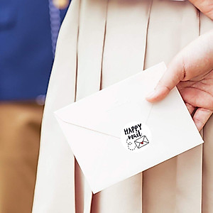 1" Happy Mail Thank You Roll Stickers for Packaging Sealing, Cute Package Labels, Envelope Seal with Heart, Thank You Roll Stickers for Greeting Cards, Bags Boxes, Ideal for Crafters & Online Sales