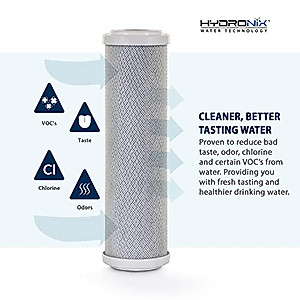 Hydronix CB-25-1005 Whole House RO & Drinking Systems NSF Coconut Carbon Block Water Filter 2.5 x 10-5 Micron (2 Pack)