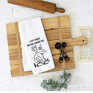 WCGXKO Funny Kitchen Towel I Got Baked Before Dinner Did Kitchen Decor Housewarming Gift (I GOT Baked)