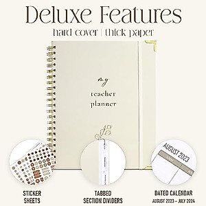 Simplified Teacher Planner For The 2023-2024 Academic School Year - Your All Incl. 8.5" x 11" Lesson Plan Book Supplies - Easily Organize Your Daily, Weekly & Monthly Classroom/Homeschool Schedule