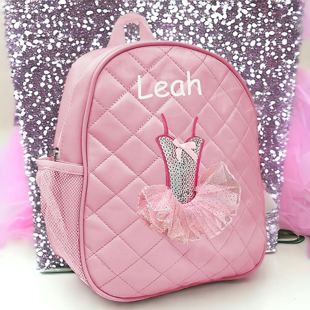 The Trendy Turtle Personalized Quilted Hot Pink Tutu Princess Themed Backpack Ballet Dance Bag with Custom Name
