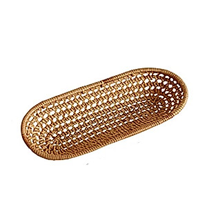 WSZJJ Rattan Bread Basket, Supermarket Fruit and Vegetable Display Basket, Snack Storage Box, Woven Basket, Fruit Basket (Size : 27cm)