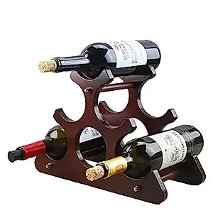 GWENBHMTOOL 6 Bottles Wine Rack Countertop Freestanding Wooden Wine Holder for Reds, Whites Wine Storage Display Shelves