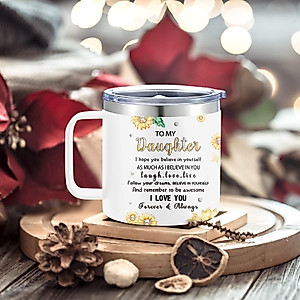 WWHSAI Daughter Tumbler Gifts from Mom, to My Daughter Insulated Stainless Steel Coffee Cup Travel Tumbler Mug 14oz, Christmas Graduation Mothers Day Birthday Gifts for Daughters Adult from Mom