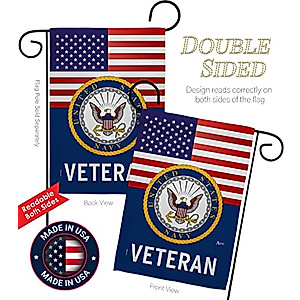 US Navy Veteran Garden Flag - Armed Forces USN Seabee United State American Military Retire - House Decoration Banner Small Yard Gift Double-Sided Made In USA 13 X 18.5