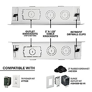 Legrand - OnQ 17 Inch Structured Media Enclosure, Electrical Box, Cable Management Box Dual Purpose In Wall Enclosure for TV Device Storage and Media Distribution, Recessed Media Box, White, ENP1700NA