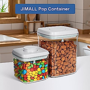 JIMALL Airtight Food Storage Containers, 2 Pieces BPA Free Cereal Containers with Easy Pop Lids, for Kitchen Pantry Organization and Storage - Includes 1.5Qt and 0.5Qt Sizes