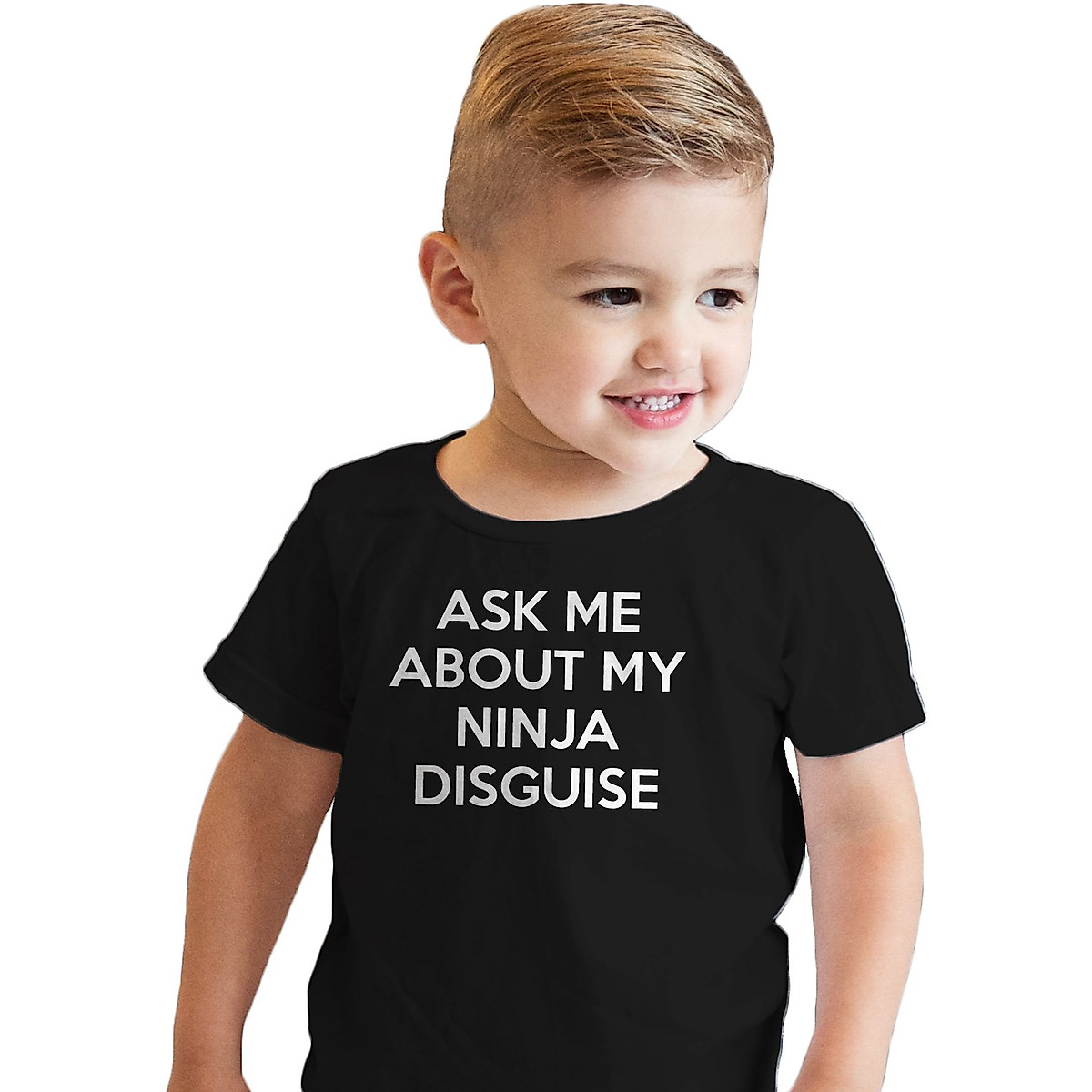 Toddler Ask Me About My Ninja Disguise T Shirt Cool Karate Face Mask Flip Tee Funny Kids Shirts Ninja Apparel for Toddler Cool Flip T Shirt Childrens Black 5T