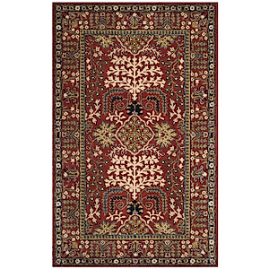 SAFAVIEH Antiquity Collection Area Rug - 5' x 8', Red & Multi, Handmade Traditional Oriental Wool, Ideal for High Traffic Areas in Living Room, Bedroom (AT64A)
