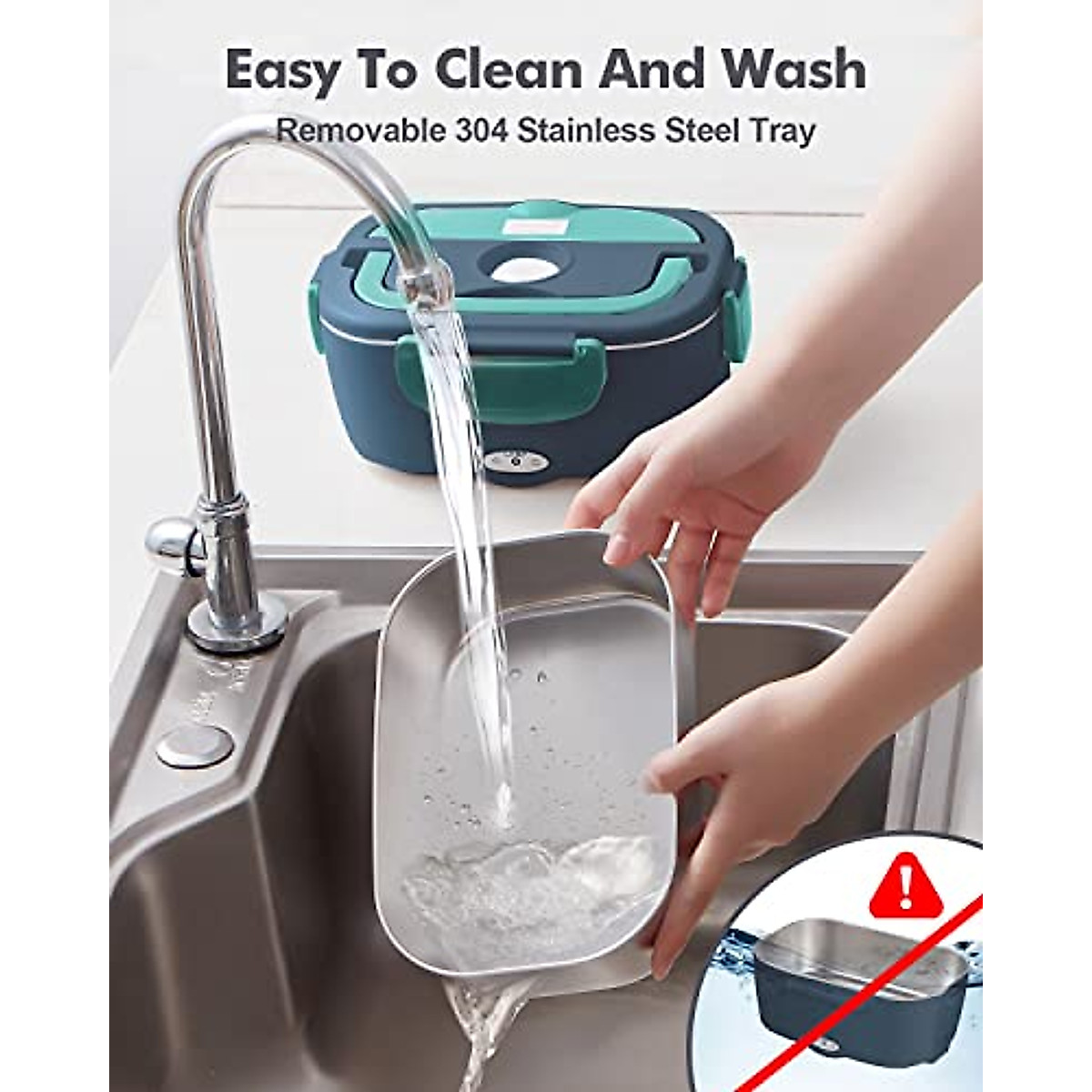 Electric Lunch Box,Portable Box Food Heater, Electric Lunch Box Food Heater,For Car/Truck Work 12v/24v/110v/60w,Stainless Steel Container Fork & Spoon And Bag