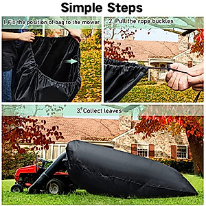 2 Pcs Lawn Tractor Leaf Bag for Riding Lawn Mower Reusable Big Capacity Mower Leaf Bag Black Grass Catcher Bag 90 x 50 Inch Oxford Cloth Leaf Collector 49 Cubic Feet Material Collection Systems