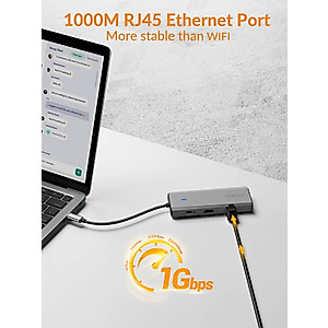 Docking Station - iDsonix 8 in 1 USB C Hub Aluminum Multiport Adapter with HDMI 4K@60Hz, PD 100W, 1Gigabit Ethernet, SD/TF Card Reader for MacBook Air/Pro iPad Dell/Hp Laptop and More