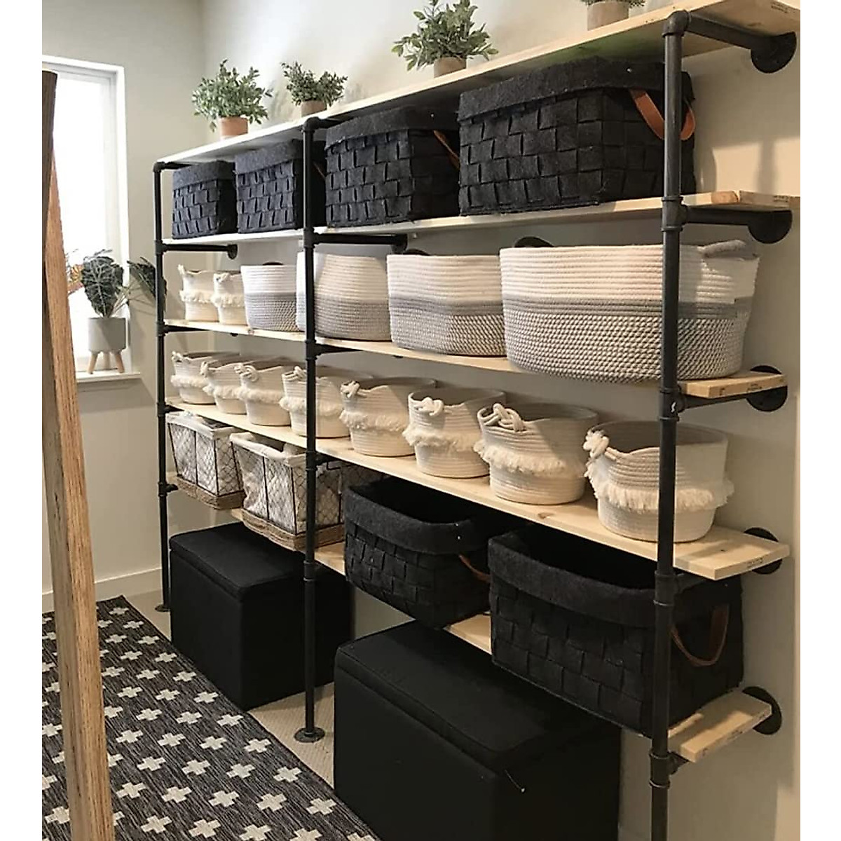 (14“Deep,3pcs)Industrial Retro Wall Mount Iron Pipe Shelf,DIY Open Bookshelf,Hung Bracket,Home Improvement Kitchen Shelves,Tool Utility Shelves, Office Shelves, Bookshelves and bookcases