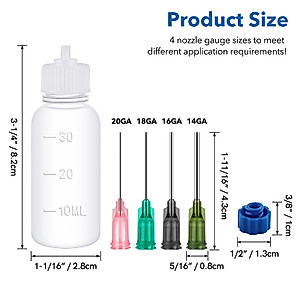 60PCS Glue Applicators Bottles,30ml Plastic Squeezable Dropper Bottles with Blunt Needle Tip 14ga 16ga 18ga 20ga for Glue Applications,Paint Quilling Craft and Oil Squeezable Dropper Bottles Crafting