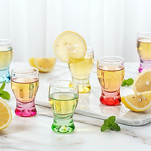 M&N HOME 6 Pack Shot Glass Set, Glass Shot Glasses, Cute Shot Glasses, 2 Oz Shot Glasses, Wedding Shot Glasses, Mini Brandy Sniffers, Liquor Glasses, New Years Eve Party Supplies - Multicolored Set