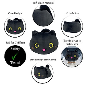 Pineapple Black Cat Plush Toy, Soft Cat Pillow Squishy Plushies, Cute Black Cat Stuffed Animals, Stuffed Cat Plushie, Black Cat Stuffy Kawaii Plush Toys for Girls, Boys, Kids (10 Inch)