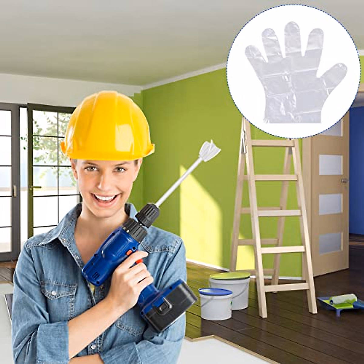 Paint Mixer for Drill, Boyistar 6 Pcs Reusable Epoxy and Resin Mixer Attachment Paddle to Mix Epoxy Resin, Paint, Ceramic Glaze for Reduce Bubbles with 10 Disposable Gloves