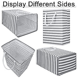 6 Pcs Laundry Hamper 75L Large Collapsible Laundry Baskets Freestanding Dirty Clothes Hamper Waterproof Clothes Hampers Organizer with Easy Carry Handles for Laundry Clothes Bedroom (Gray, White)
