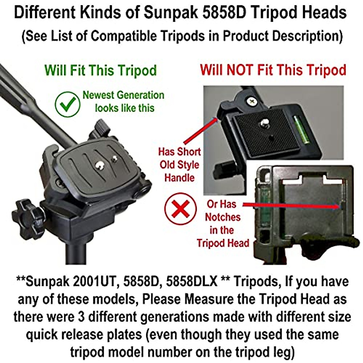 DaVoice 44mm Tripod Quick Release Plate Camera Mounting Adapter Parts Replacement for Certain Ambico, Tar gus, Velbon, Vista Explorer 60”, Sony, Sunpak, Ravelli Tripod Mount Attachment Baseplate QB-4W