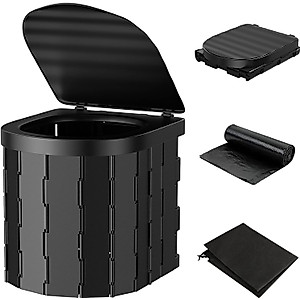 Teencci Portable Toilet for Camping, Portable Folding Camping Toilet with Lid, Portable Toilet for Adults, Outdoor Travel Toilet for Hiking, Camping, Boat, Car, Fishing, Beach