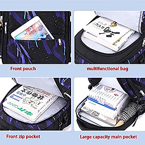 CUSALBOY School Bags Boy Oxford Cloth Vacation Backpack Travel Bag Luggage Trolley Case with Six Wheels and Dinosaur Pattern (black 1)