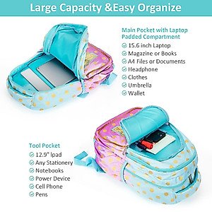 SARHLIO Kids Backpack 16" for Girls with Pencil Case Ball Pendant Cute Bookbag Lightweight Durable Water Resistant School Backpack Set for Elementary School Outdoor Travel Sequin Tower(BPK36C)