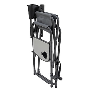 Browning Directors Chair - Outdoor Folding Chairs Made with Durable Fabric and Sturdy Aluminum/Steel Frame, with Extra Tall Seat and Flip-Down Footrest, Plus, Charcoal/Gray