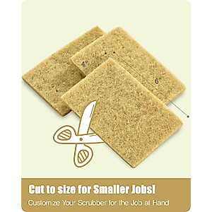 Foamstar Natural Scouring Pads 6 Pack- Non-Scratch Sisal Cleaning Scrub Pads for Dishes, Eco-Friendly Coconut Fiber Kitchen Scrubbers for Pans and Pots, Compostable, Biodegradable